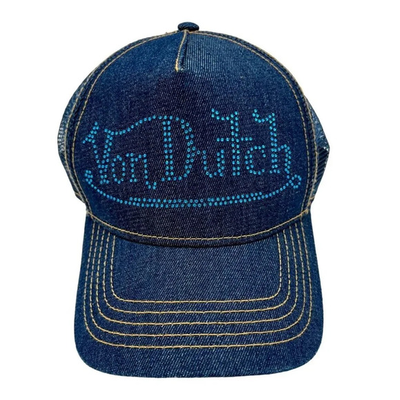 Von Dutch | Accessories | Von Dutch Rhinestone Denim Snapback Hat ...